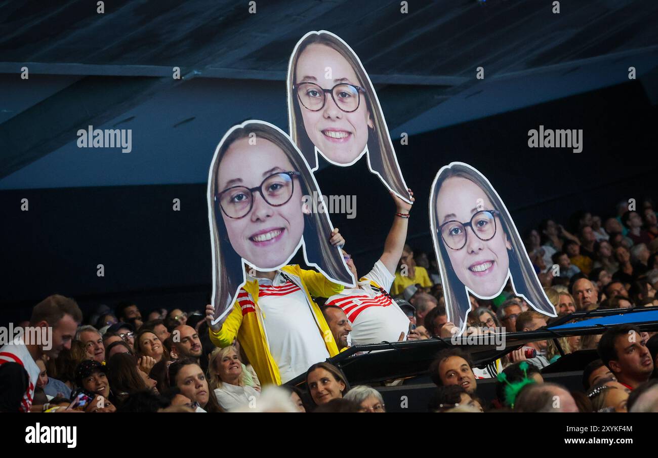 Paris, France. 30th Aug, 2024. Belgian Tatyana Lebrun supporters ...