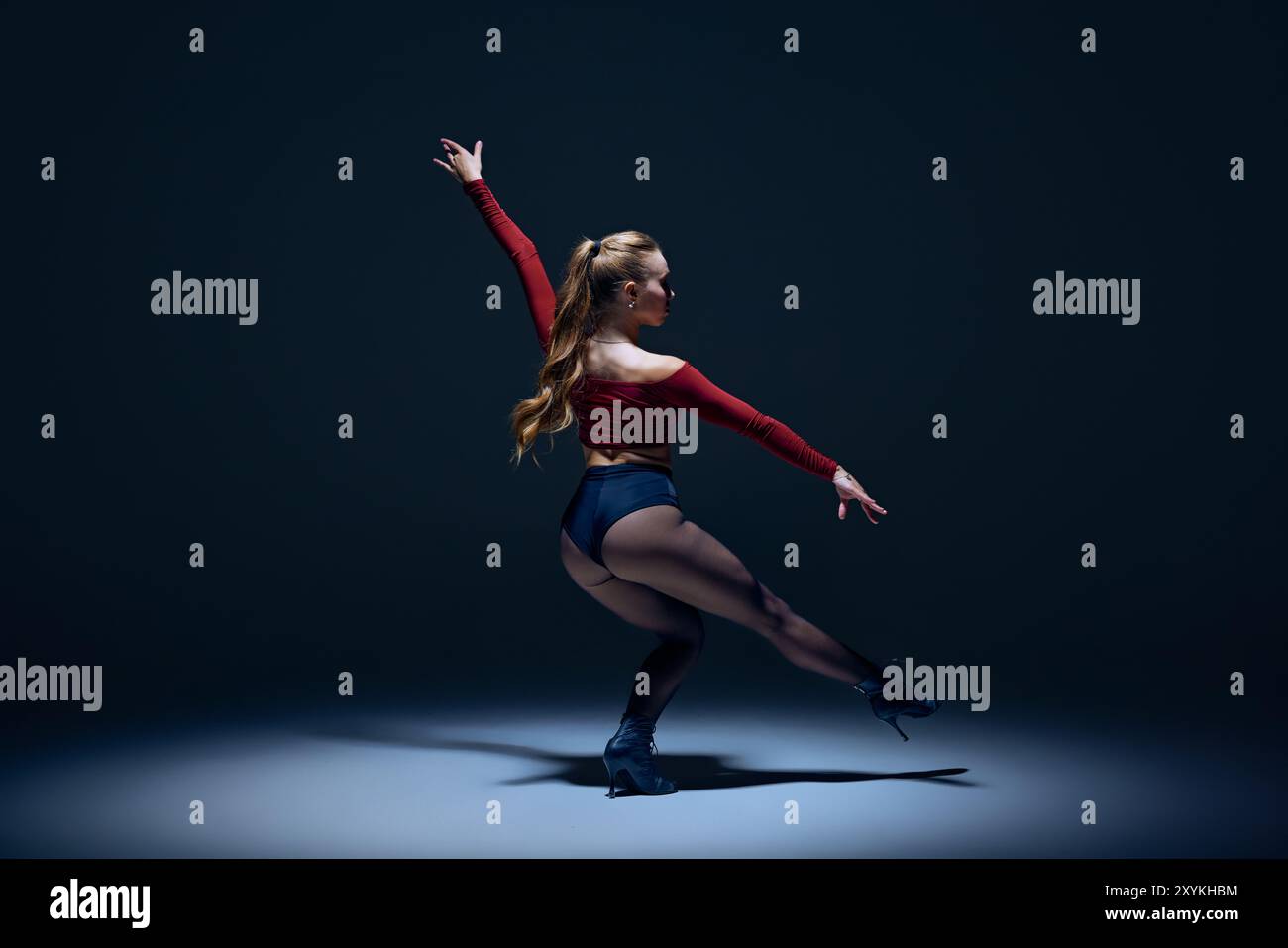 Passionate dance, elegant young woman dancing high heels dance ...