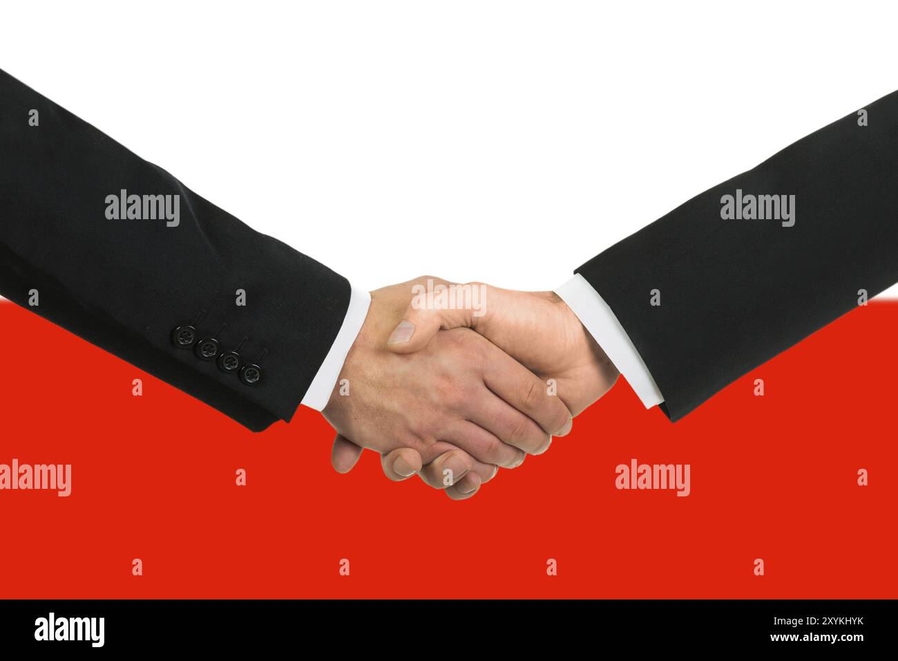 The Polish flag and business handshake Stock Photo - Alamy