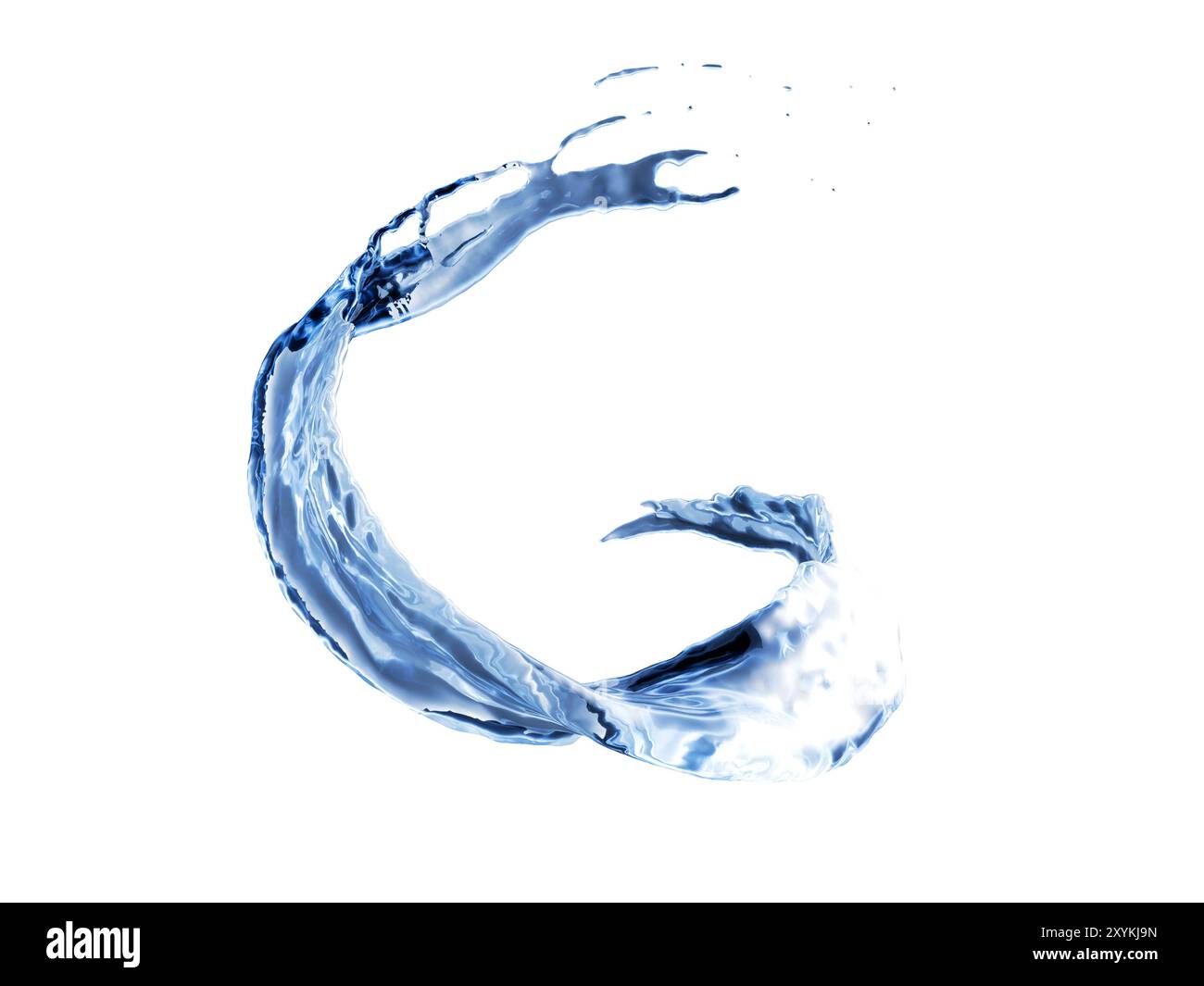 Twisted water splash on isolated background. Splashing water flows in a ...