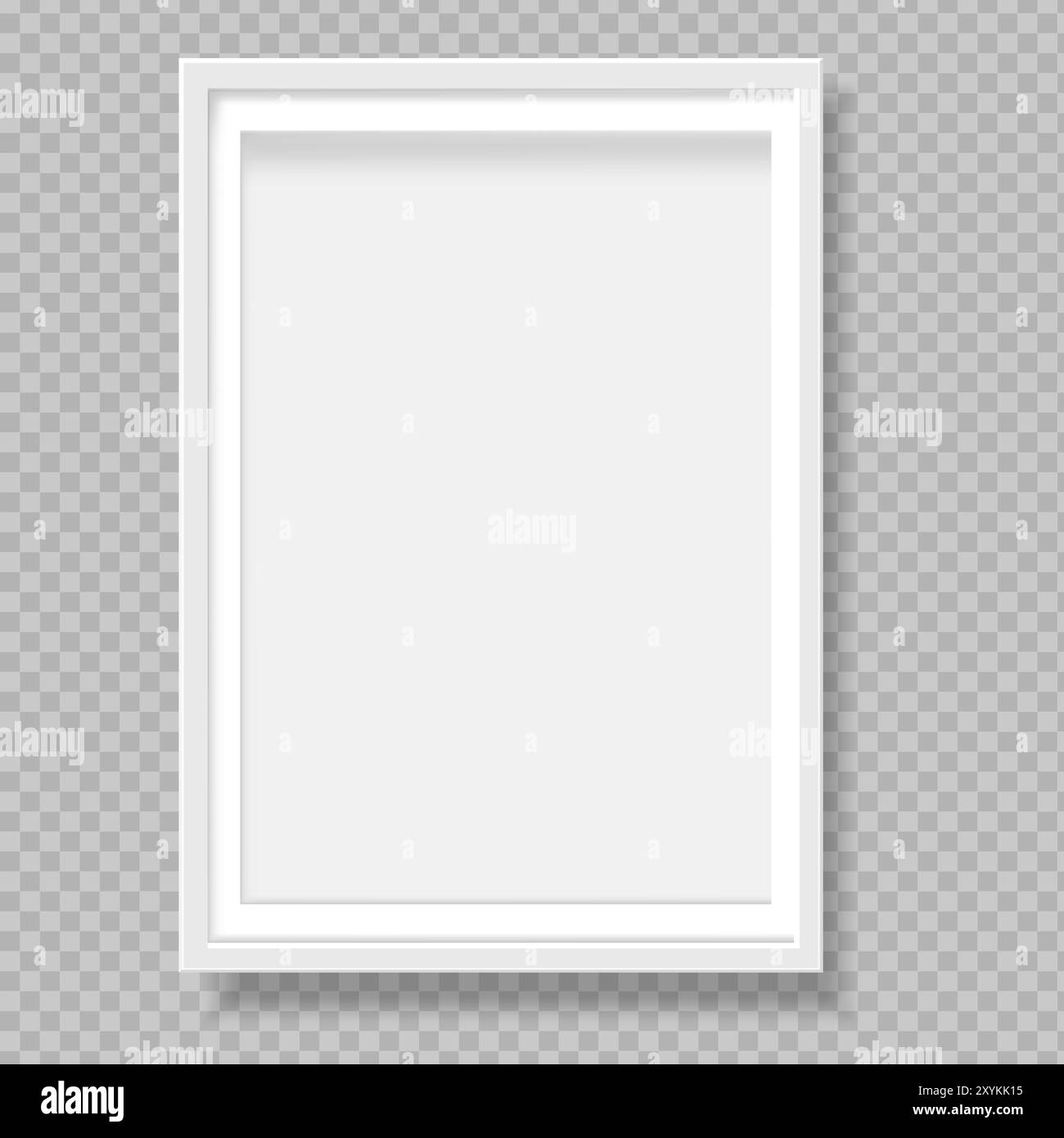 White blank picture frame with shadow effect. Vertical picture frame ...
