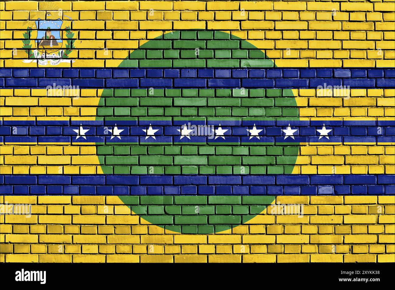 Flag of Bolivar State painted on brick wall Stock Photo - Alamy