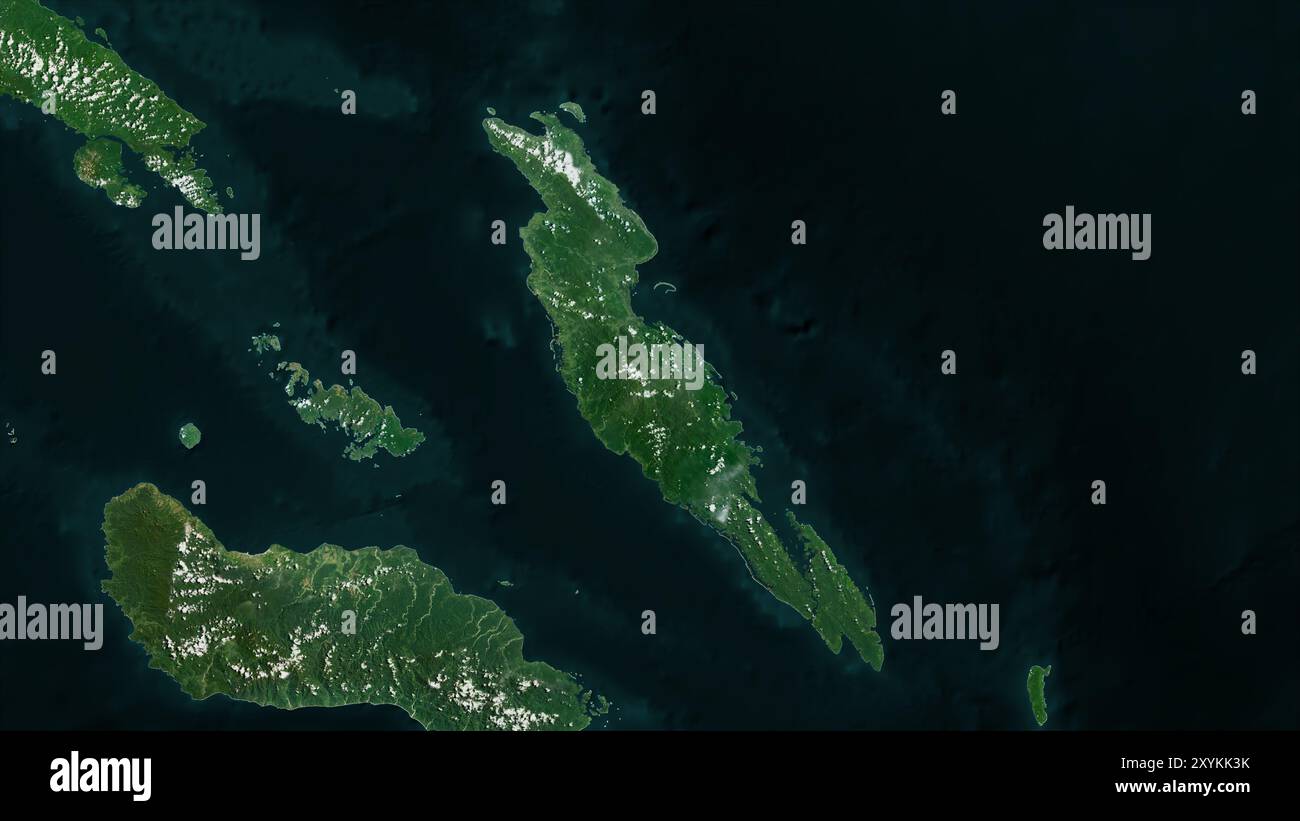Malaita Island in the Solomon Sea on a satellite image taken in April ...
