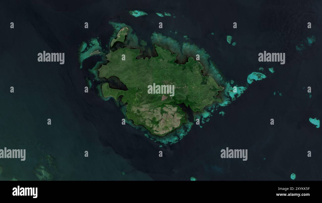 Pulau Malawali in the Sulu Sea on a satellite image taken in August 23 ...