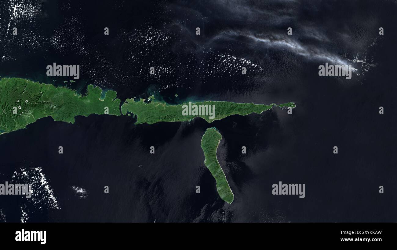 Pulau Mangole in the Ceram Sea on a satellite image taken in January 15 ...