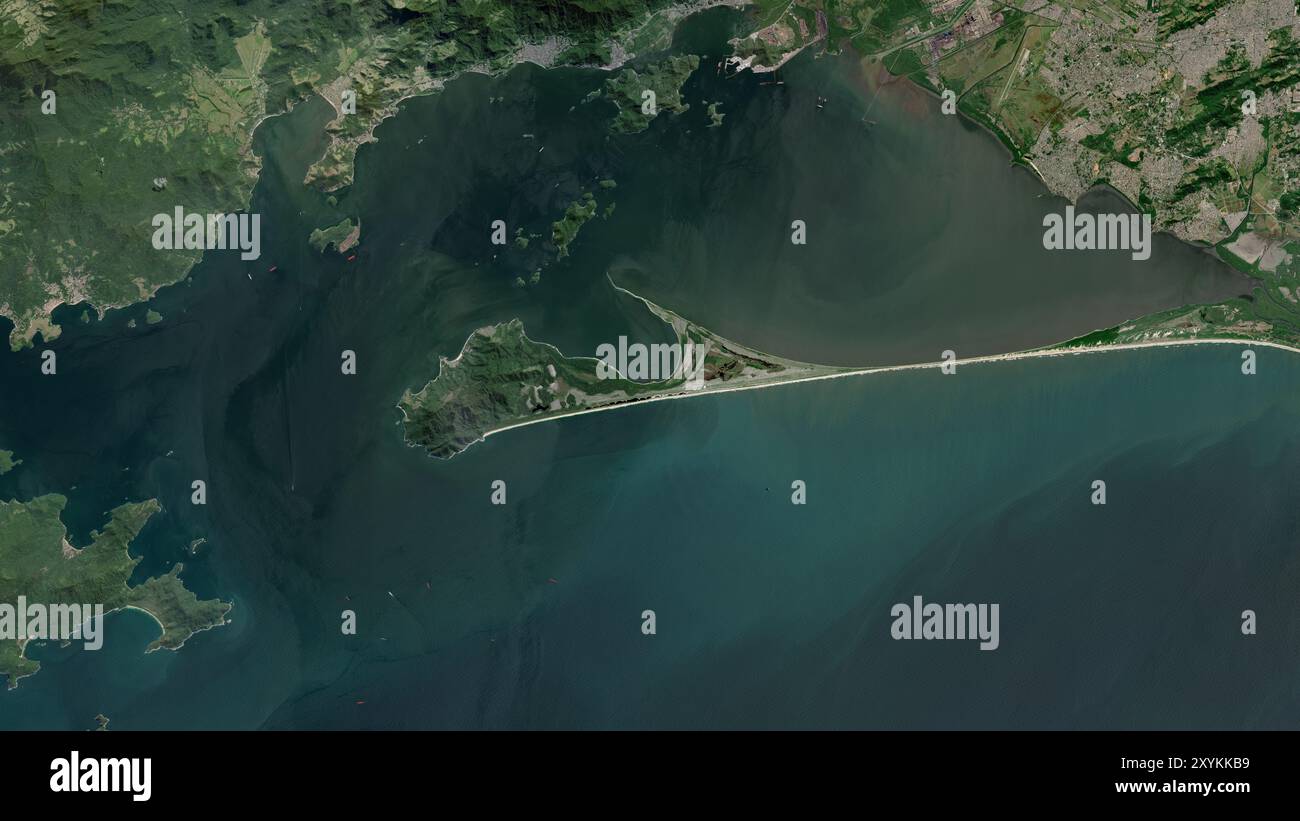 Ilha da Marambaia in the South Atlantic Ocean on a satellite image ...