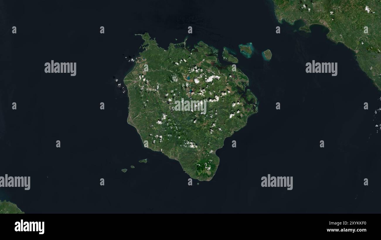 Marinduque Island in the Philippine Sea on a satellite image taken in ...