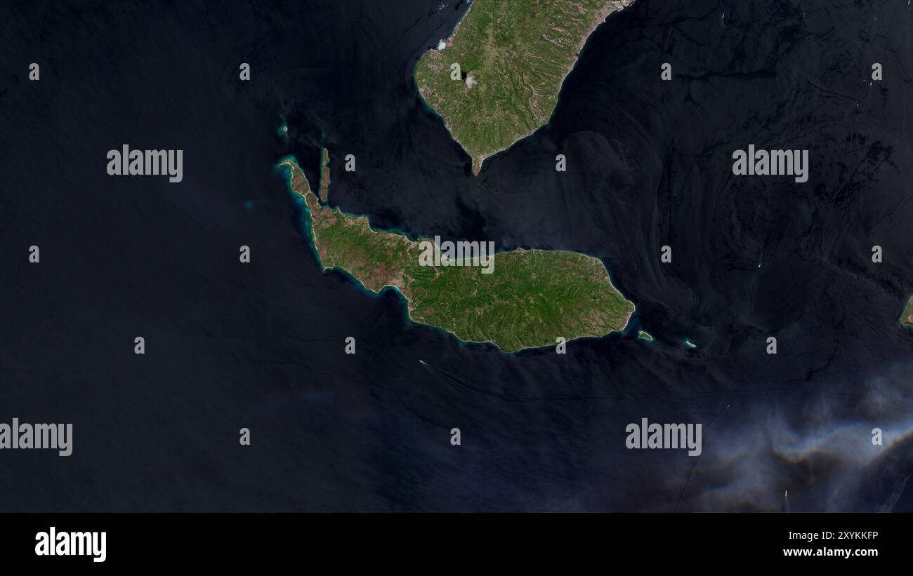 Maricaban Island in the Philippine Sea on a satellite image taken in ...