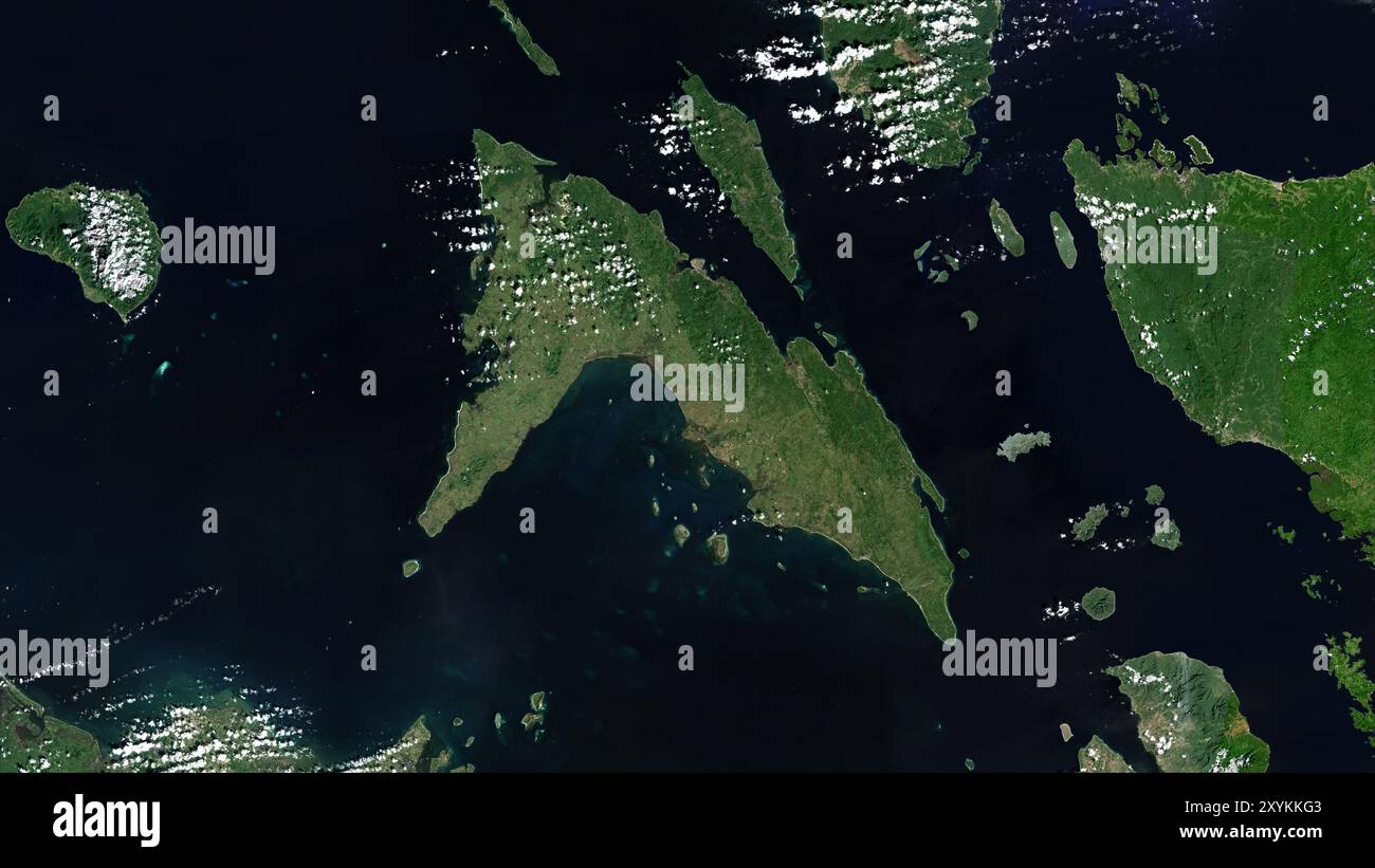 Masbate Island in the Philippine Sea on a satellite image taken in ...