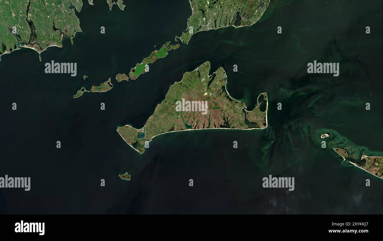 Martha's Vineyard Island in the North Atlantic Ocean on a satellite ...