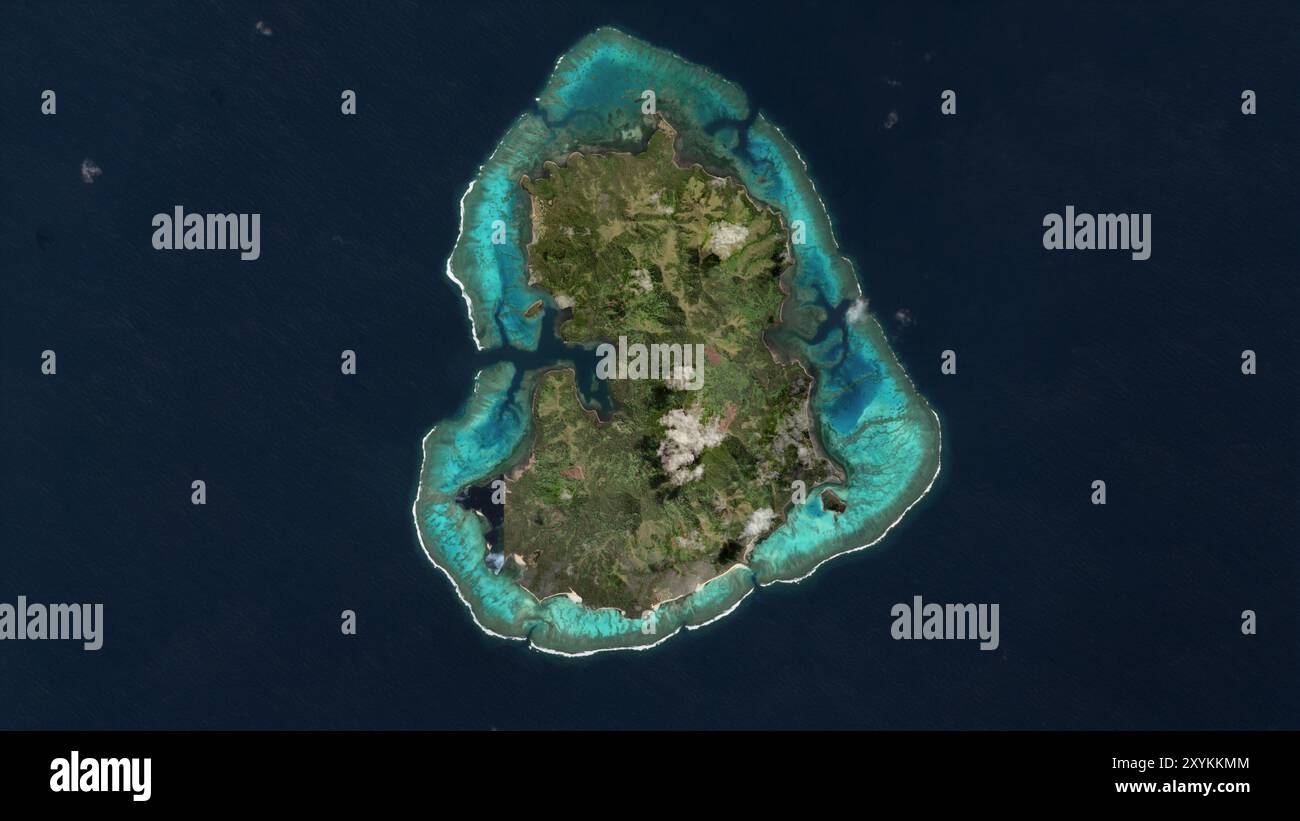 Matuku Island in the South Pacific Ocean on a satellite image taken in ...