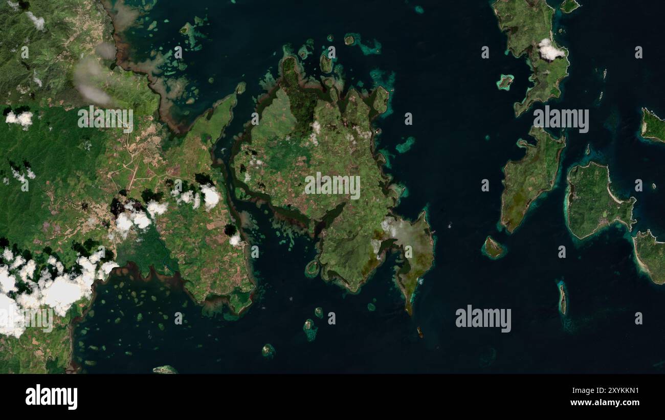 Maytiguid Island in the Sulu Sea on a satellite image taken in December ...