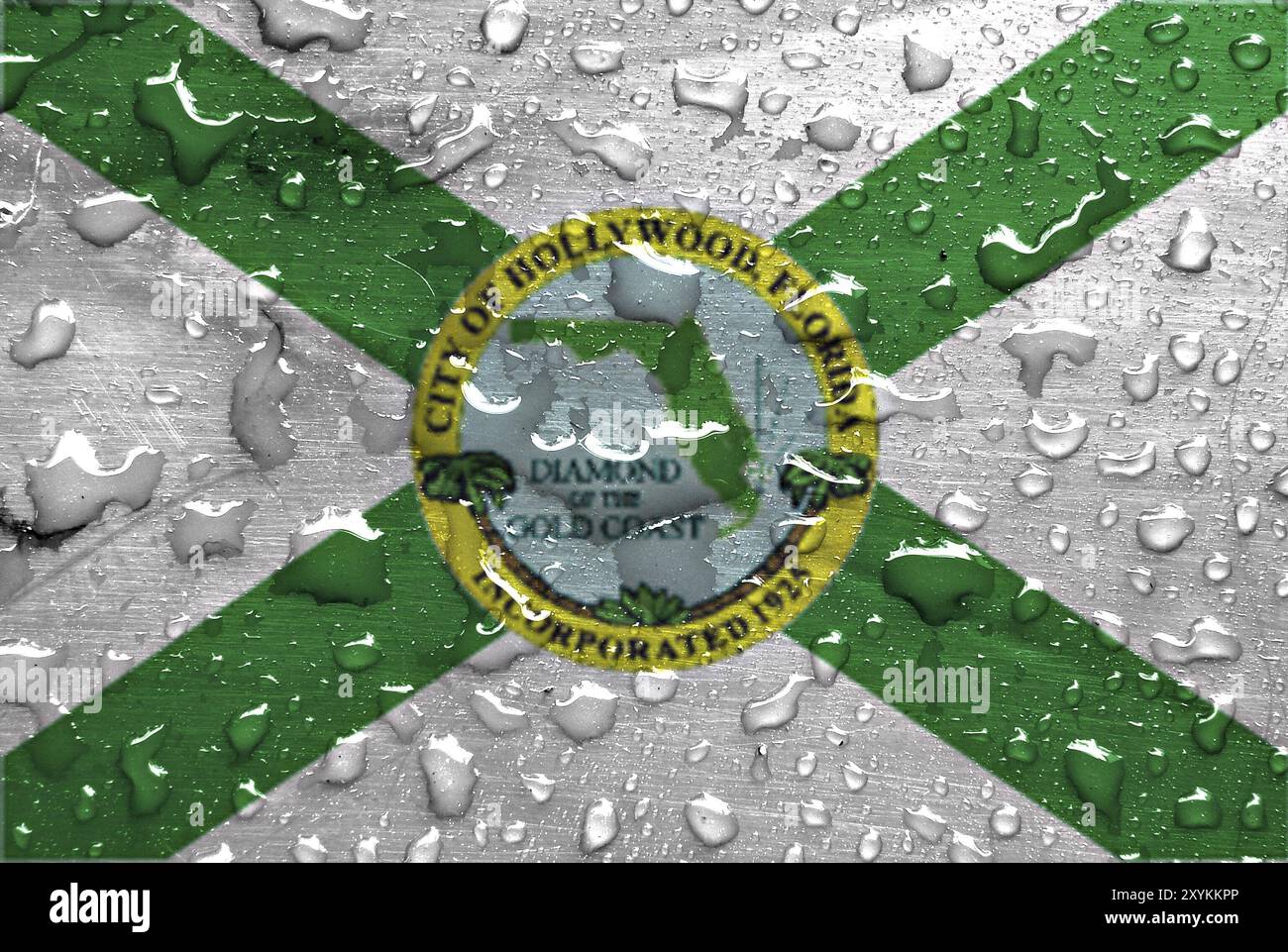 Flag of Hollywood with rain drops Stock Photo - Alamy