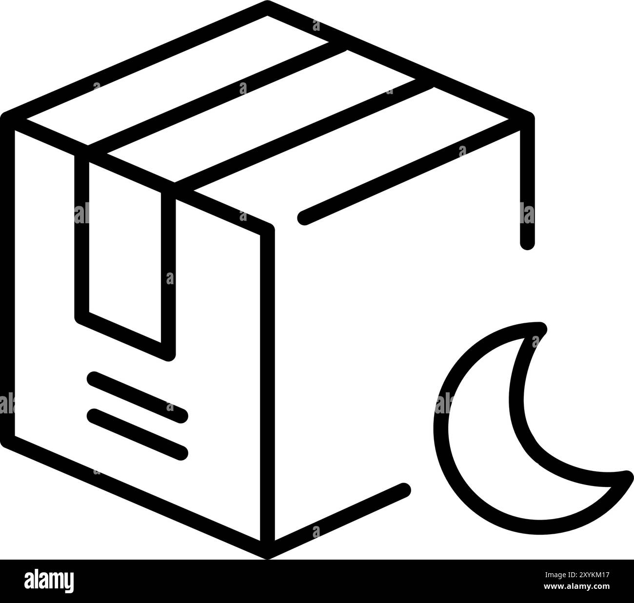 Parcel box and crescent moon. After hours overnight express delivery ...