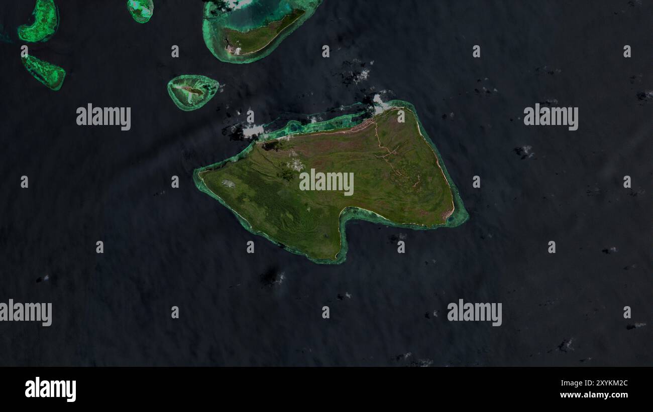 Pulau Menui in the Banda Sea on a satellite image taken in September 9 ...