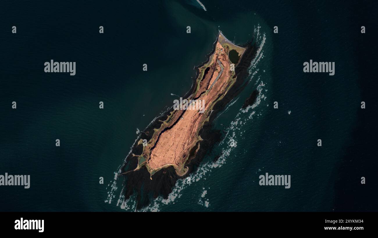 Middleton Island in the Gulf of Alaska on a satellite image taken in ...