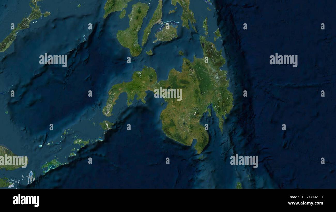 Mindanao Island in the Sulu Sea on a satellite image taken in March 1 ...