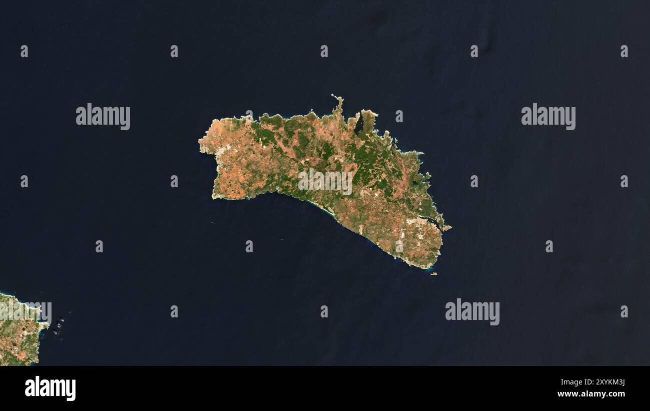 Minorca Island in the Balearic (Iberian Sea) on a satellite image taken ...