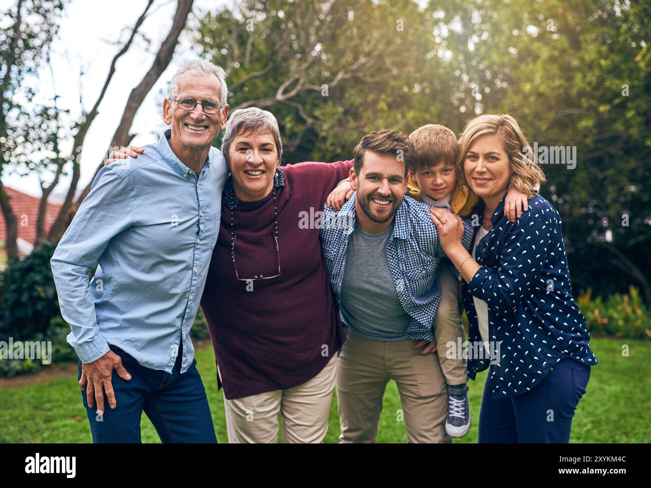 Big family, generations and outdoor portrait on vacation, love and ...