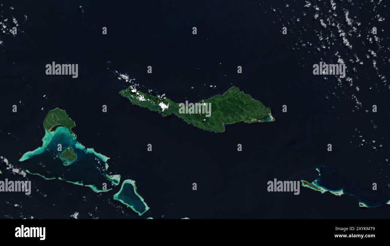 Misima Island in the Solomon Sea on a satellite image taken in June 12 ...