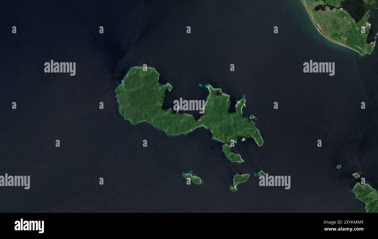 Pulau Mursala in the Indian Ocean on a satellite image taken in ...