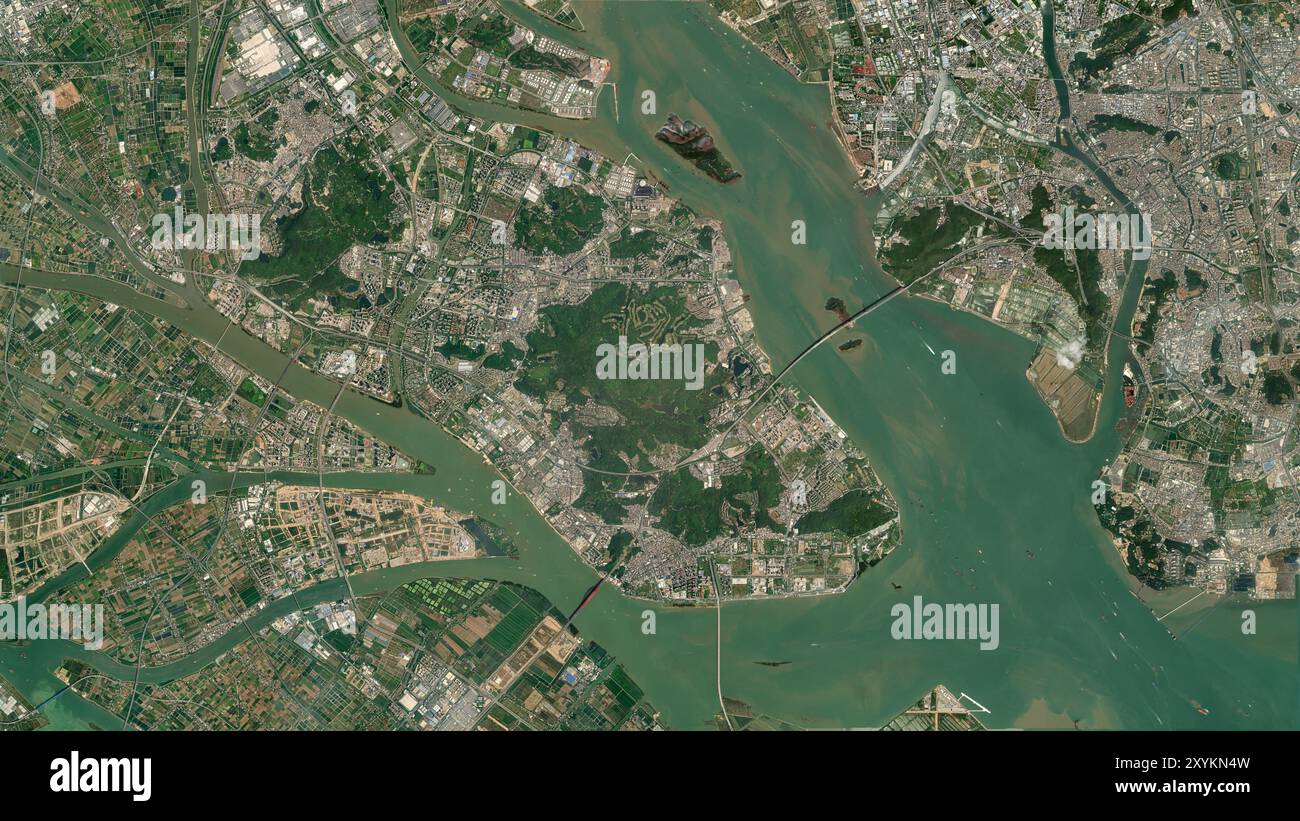 Nansha Island in the South China Sea on a satellite image taken in ...