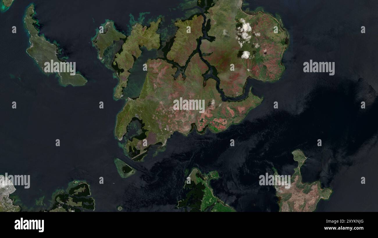 Nonoc Island in the Philippine Sea on a satellite image taken in August ...