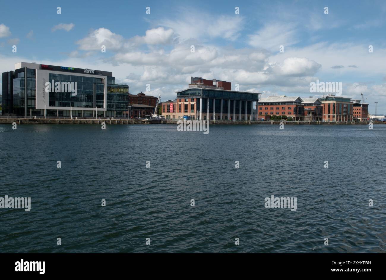 City Quays from across the River Lagan, Belfast, Northern Ireland Stock ...