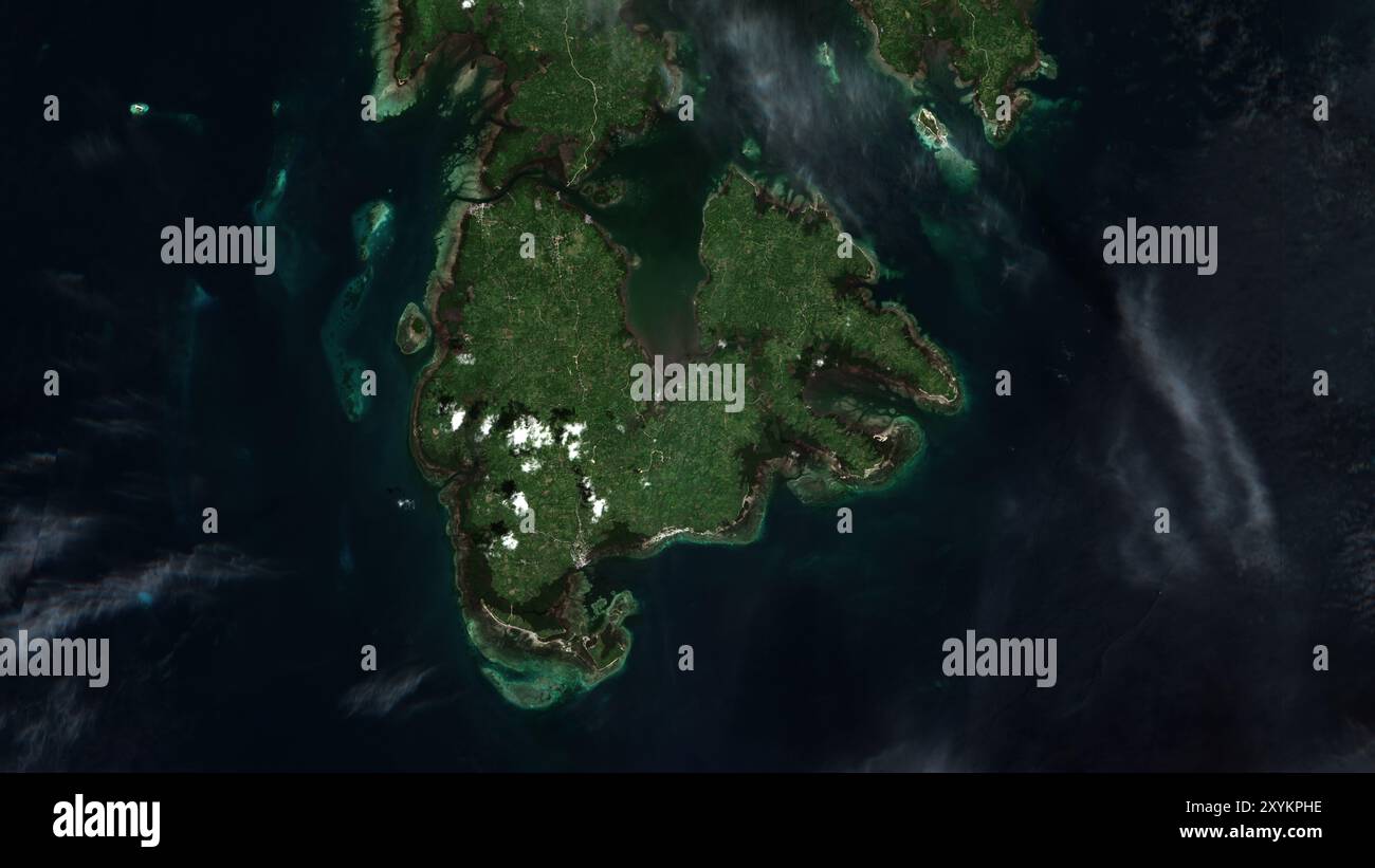 Olutanga Island in the Celebes Sea on a satellite image taken in ...