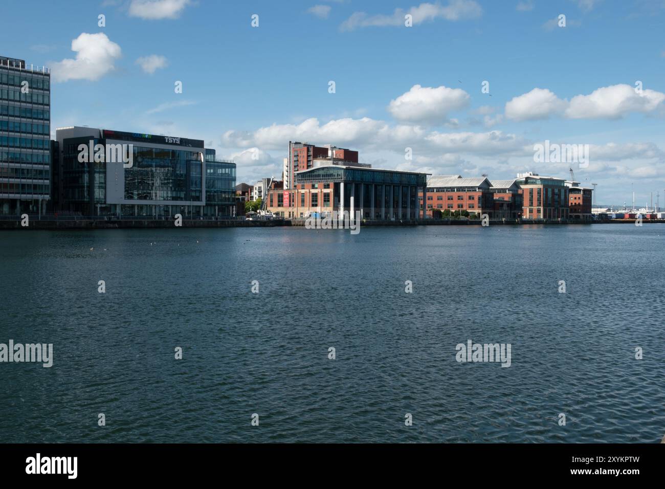 City Quays from across the River Lagan, Belfast, Northern Ireland Stock ...