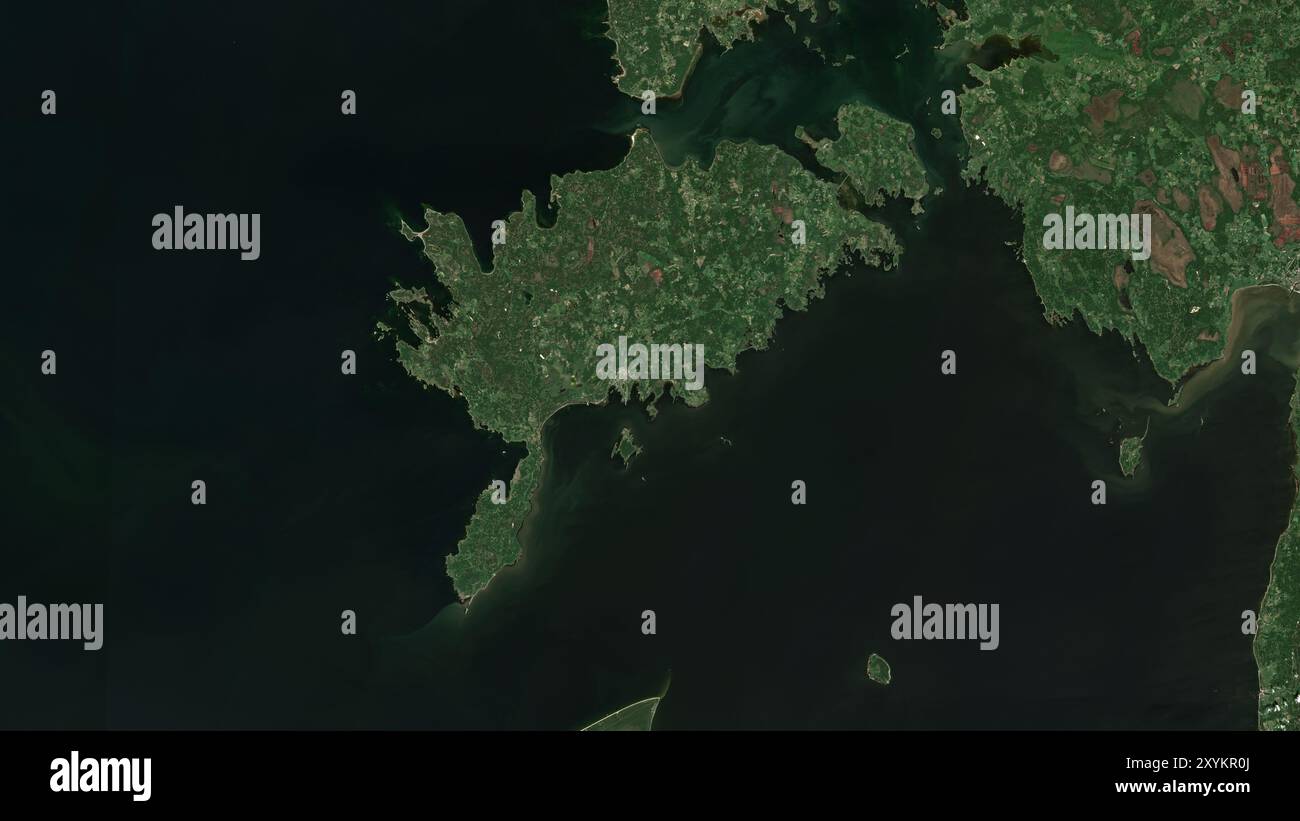 Osel Island in the Baltic Sea on a satellite image taken in June 21 ...