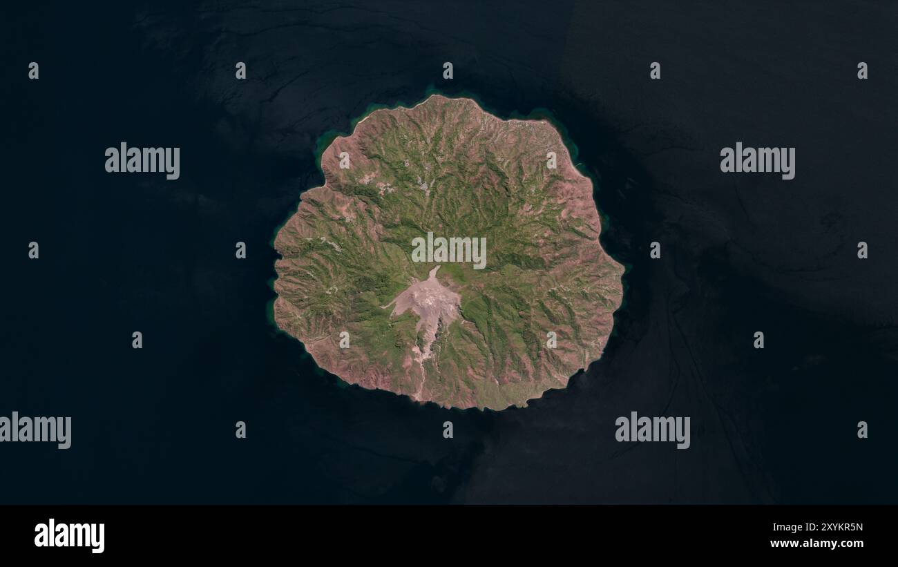 Pulau Palue in the Flores Sea on a satellite image taken in August 20 ...