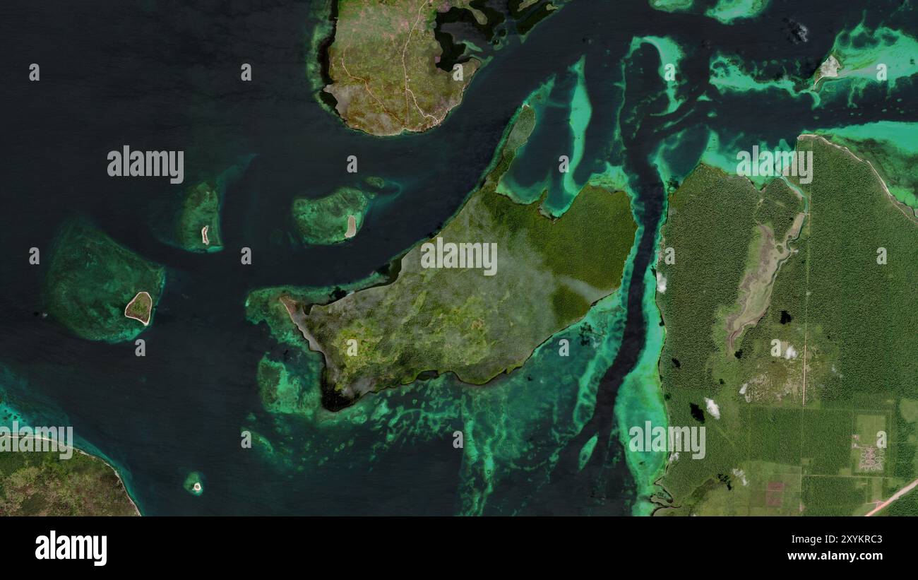 Pandanan Island in the Sulu Sea on a satellite image taken in March 30 ...