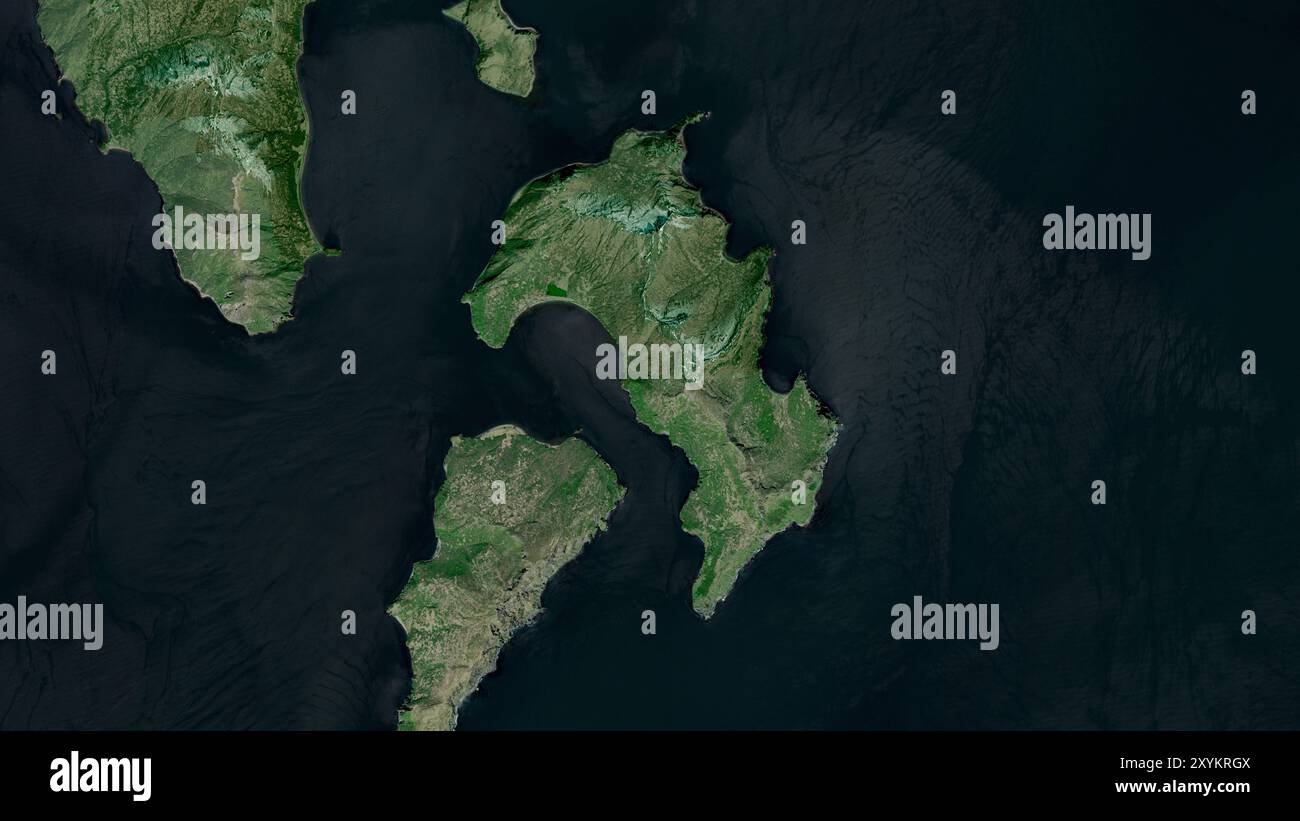 Paul Island in the Gulf of Alaska on a satellite image taken in June 17 ...