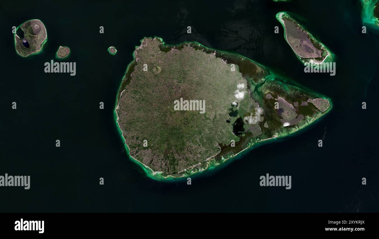 Pata Island in the Celebes Sea on a satellite image taken in October 6 ...
