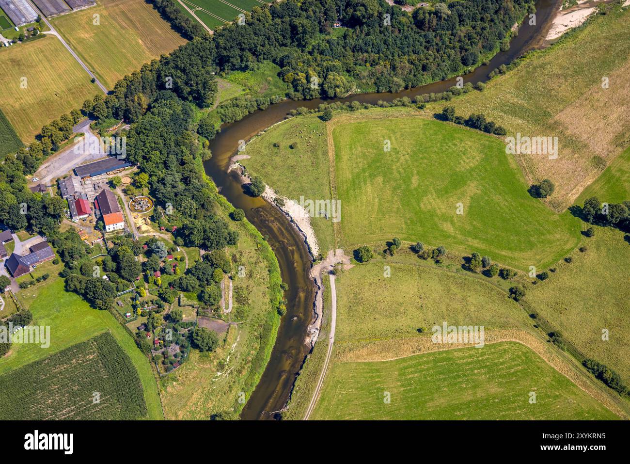 Luftbild, Lipperenaturierung, Lippeschleife, Lippeverlauf, Fluss Lippe ...