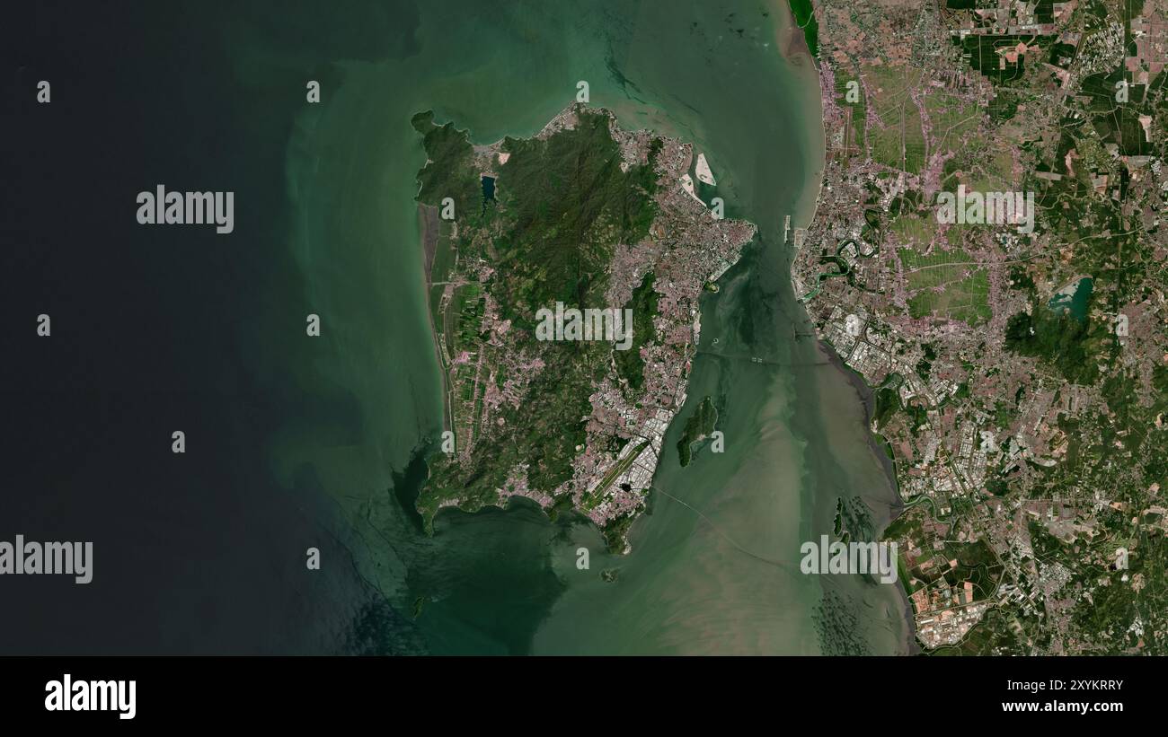 Pulau Penang in the Malacca Strait on a satellite image taken in ...