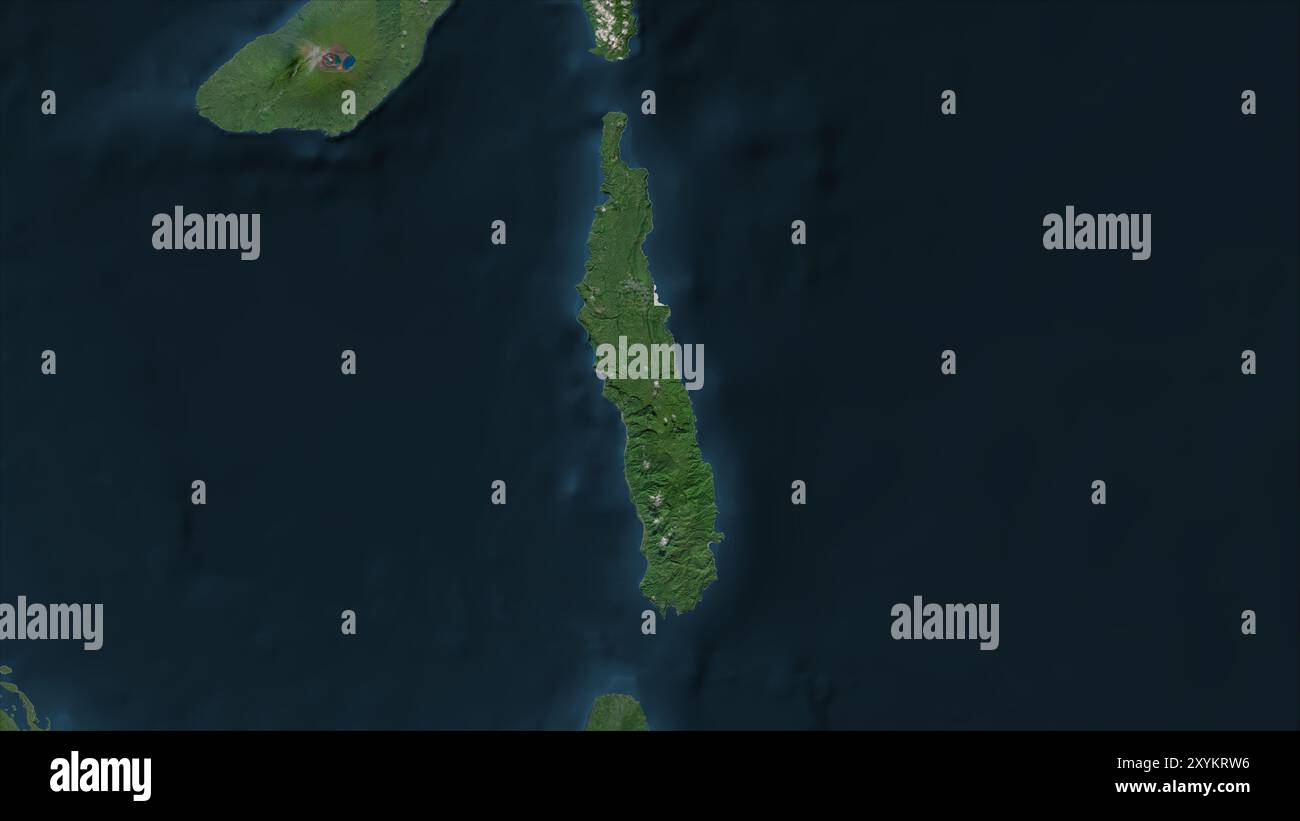 Pentecost Island in the Coral Sea on a satellite image taken in July 29 ...