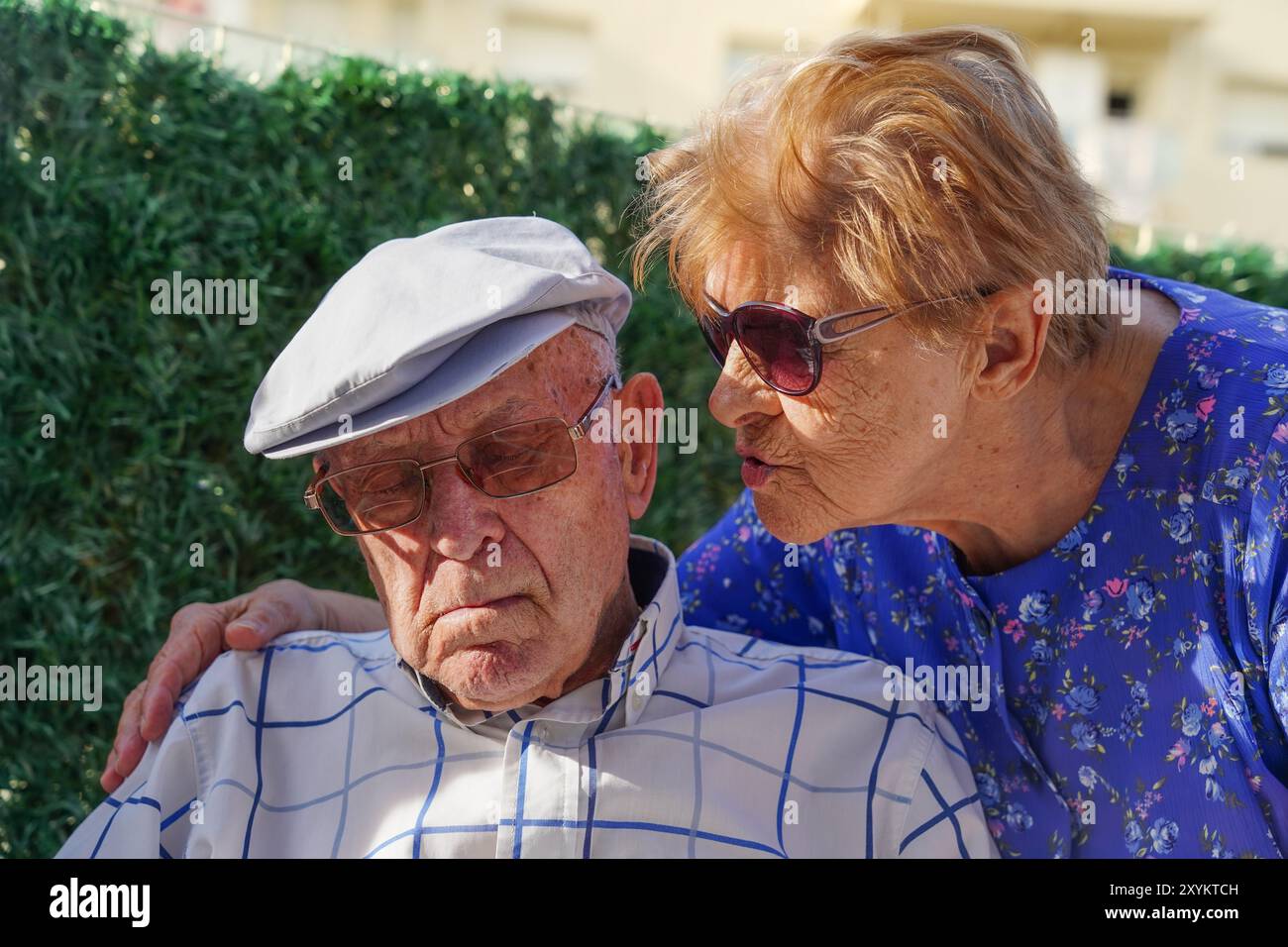 Senior man hugging spanish hi-res stock photography and images - Alamy