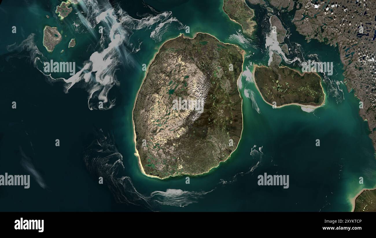 Prince Charles Island in the The Northwestern Passages on a satellite ...