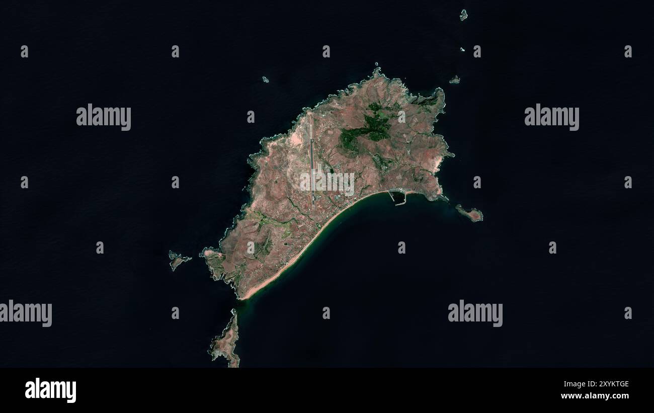 Porto Santo Island in the North Atlantic Ocean on a satellite image ...