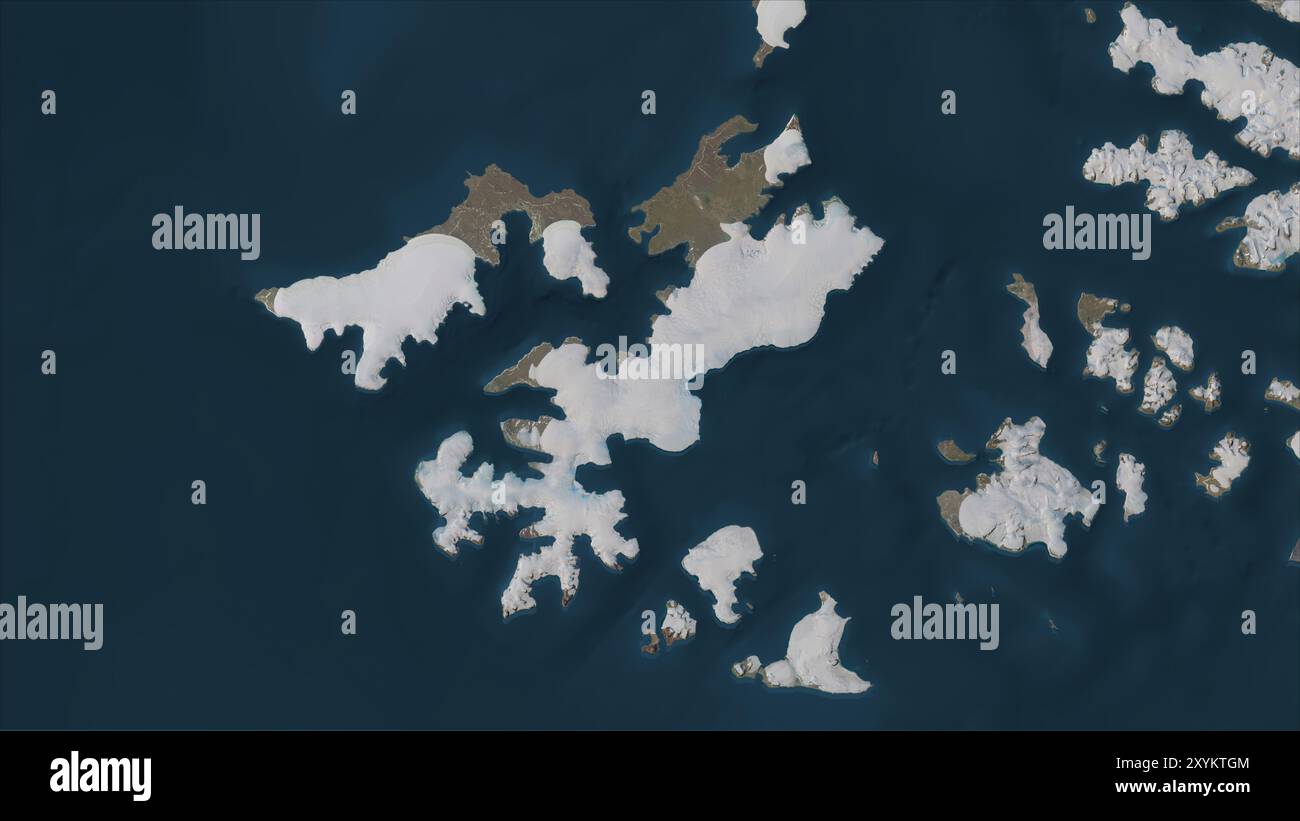 Prince George Land Island in the Barents Sea on a satellite image taken ...