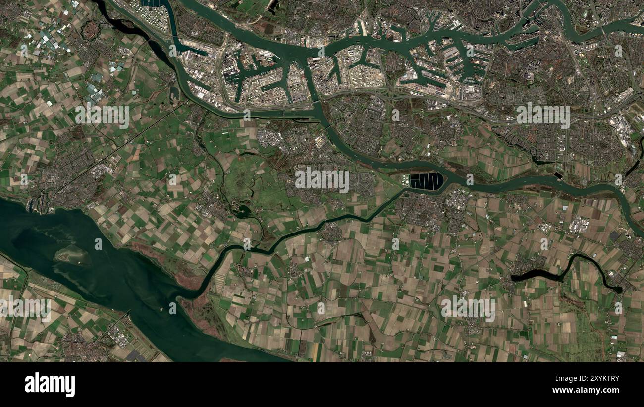Putten Island in the North Sea on a satellite image taken in March 1 ...