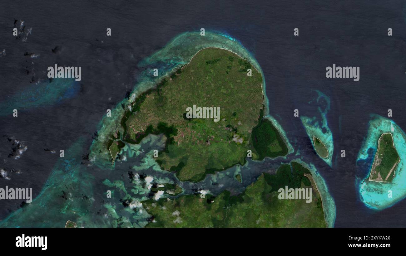 Ramos Island in the Sulu Sea on a satellite image taken in April 1 ...