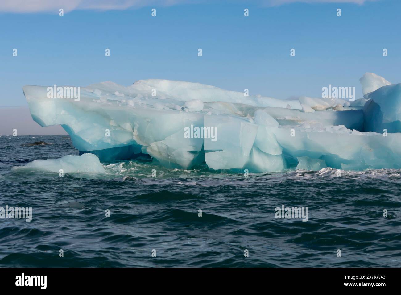The huge ice blocks in front of the Austfonna glacier, Svalbard Stock ...