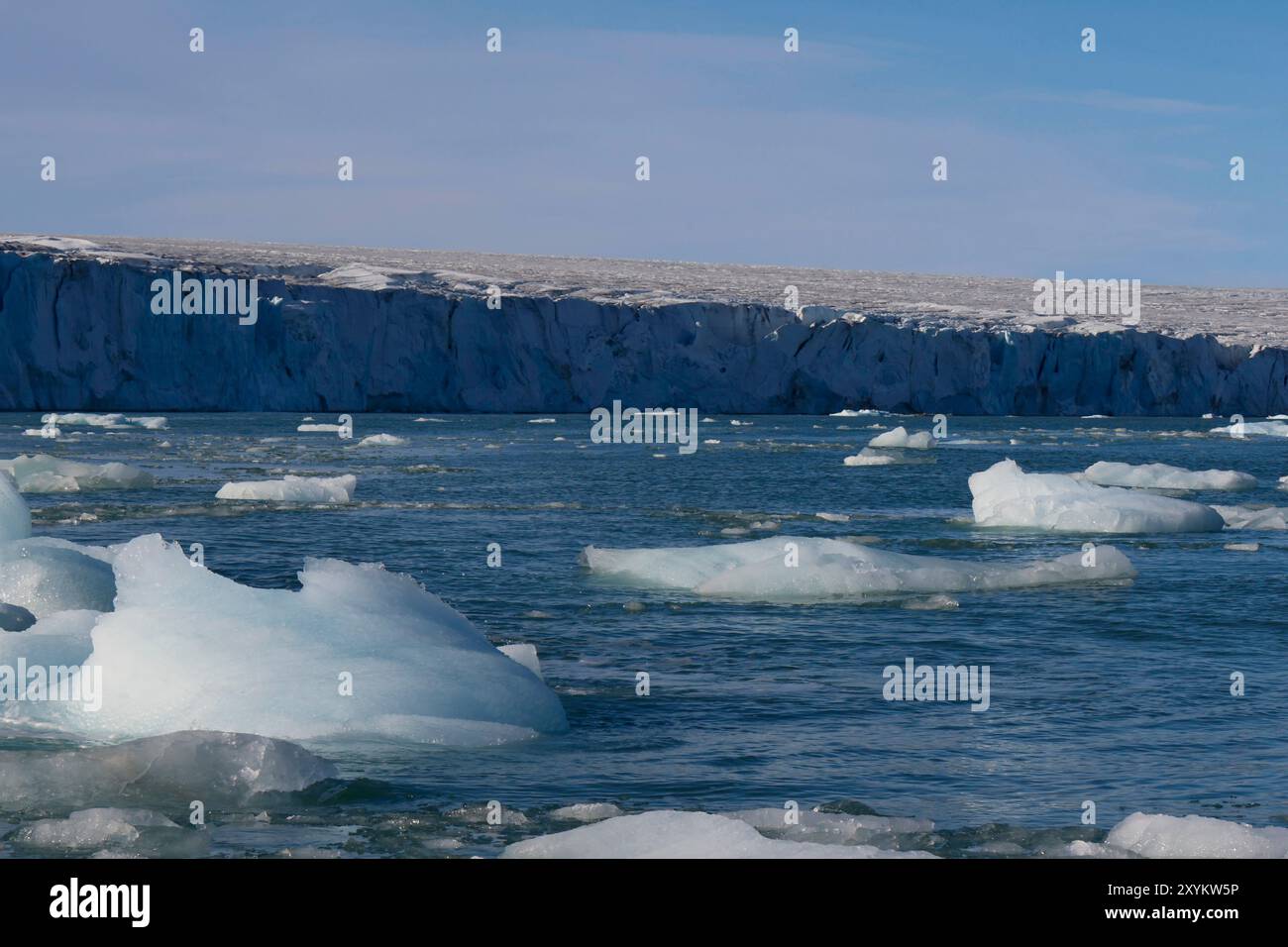 The huge ice blocks in front of the Austfonna glacier, Svalbard Stock ...