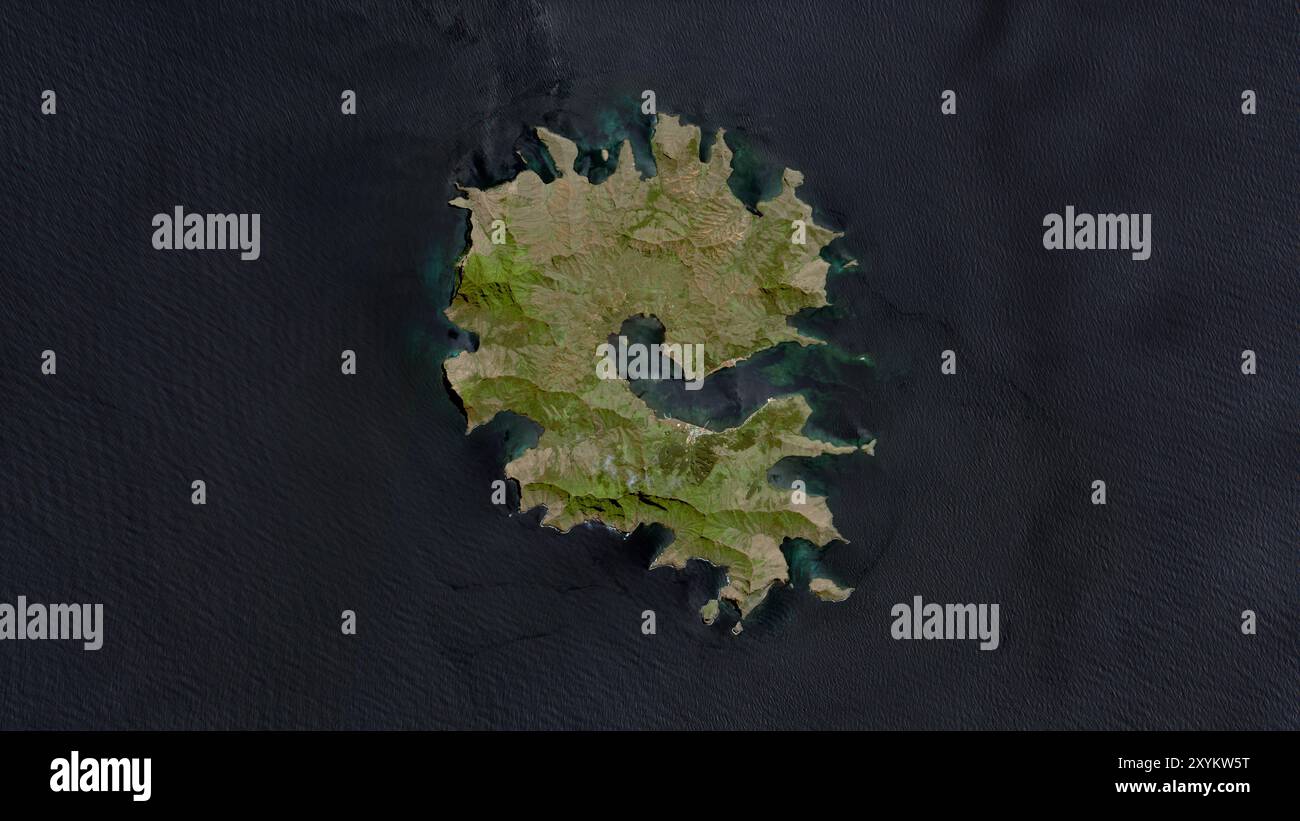 Rapa Island in the South Pacific Ocean on a satellite image taken in ...