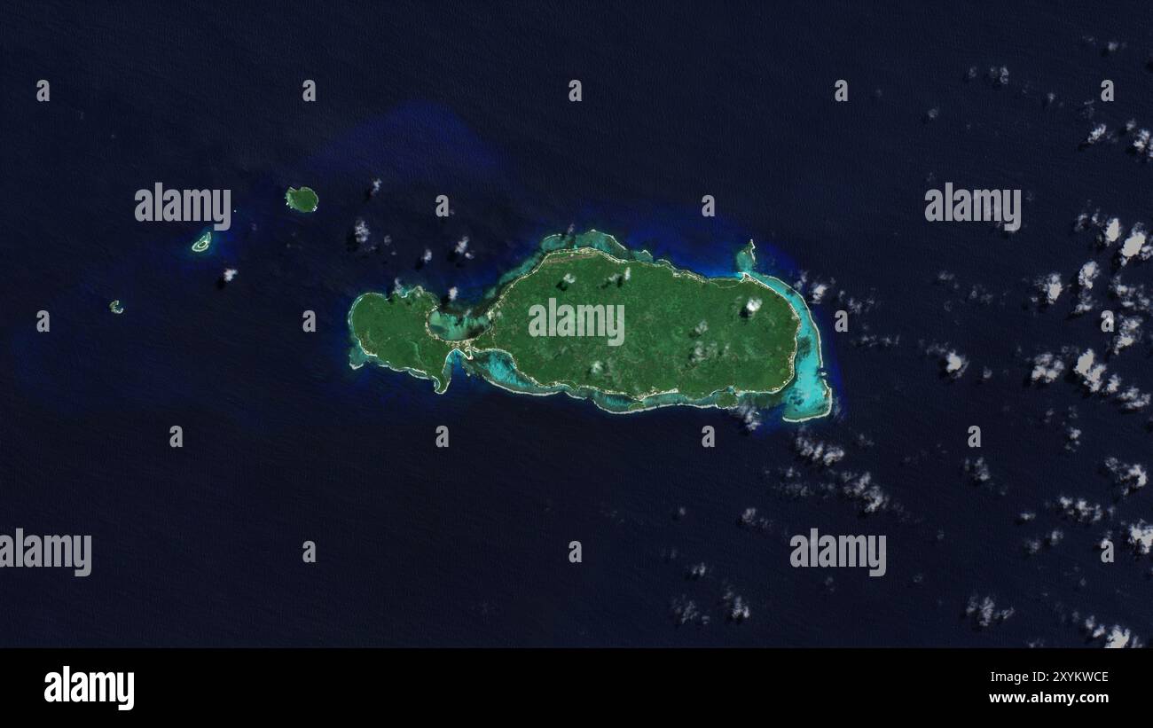 Rotuma Island in the South Pacific Ocean on a satellite image taken in ...