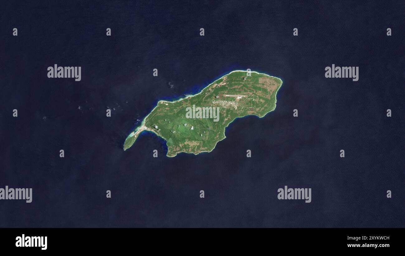 Rota Island in the Philippine Sea on a satellite image taken in April ...