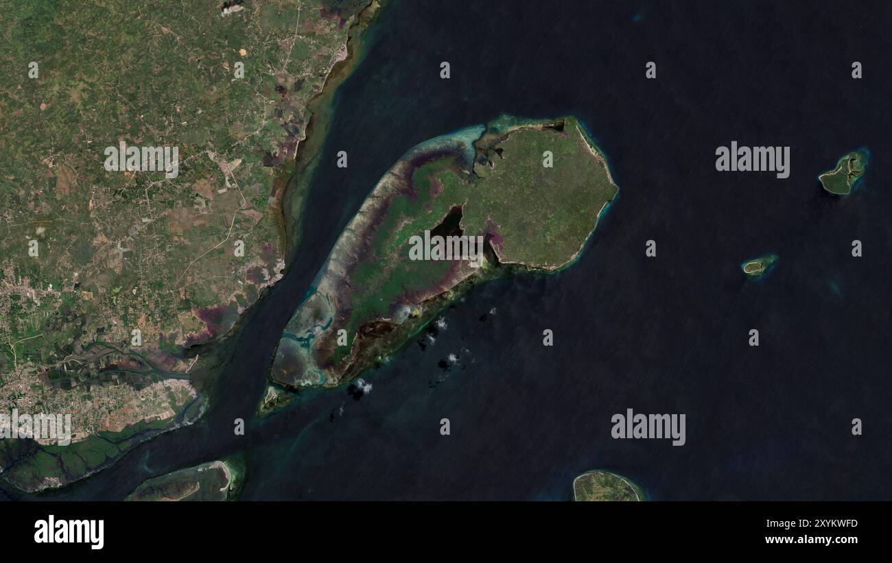 Sacol Island in the Celebes Sea on a satellite image taken in July 18 ...